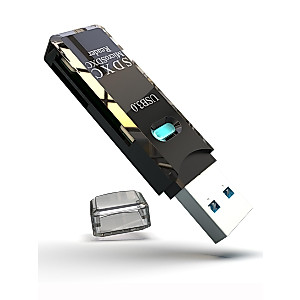 USB3.0 Micro SD Card Reader, 5Gbps 2-in-1 SD Card Reader to USB Adapter, Wansurs Memory Card Reader for SDXC, SDHC, MMC, RS-MMC, Micro SDXC, Micro SD, Micro SDHC and UHS-I Cards (1Pack Black)