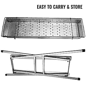 Happybuy Folded Portable Charcoal BBQ Grill,34x8 inches Outdoor Barbecue Camping Grill,Stainless Steel Kebab Grill, Folding Grill, Perfect for Home Ourdoor Travel Use
