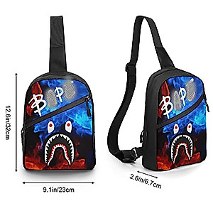 FANFELLSY Shark Fashion Camo Folding Chest Bag Adjustable Crossbody Travel Bag Shoulder Daypack…