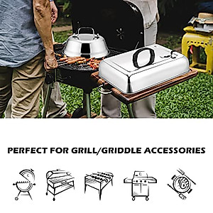 2Pcs Melting Dome for Griddle, Leonyo 13" Rectangle Basting Cover with Adjustable Vent, Stainless Steel 9" Round Burger Dome Lid for Cheese, BBQ Heavy Duty Metal Steam Cover for Flat Top Grill