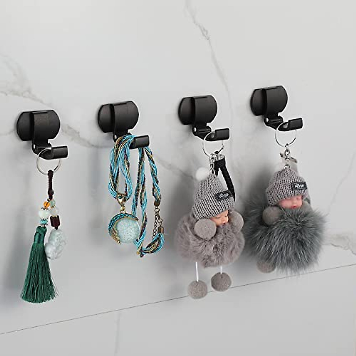 Black Adhesive Hooks Folding Coat Hooks Heavy Duty Hooks Cubicle Hooks Backpack Hooks for Wall Heavy Duty for Hanging Towels Hats Bags (2 pcs)