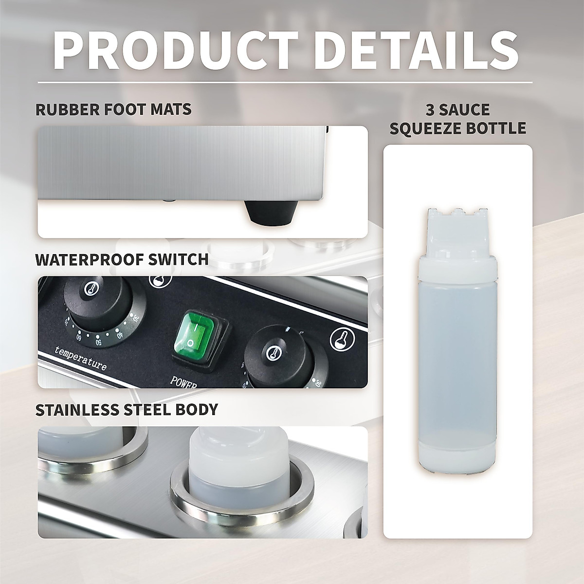 Generic Electric Sauce Warmer Dispenser Commercial Hot Fudge Sauce Bottle Warmer Nacho Cheese Warmer Dispenser with 650ml Bottles 30-85℃ Adjustable, Silver