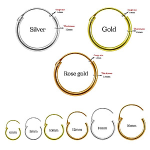 925 Sterling Silver 16 Gauge - 10mm Diameter Hinged Clicker Segment Nose Ring