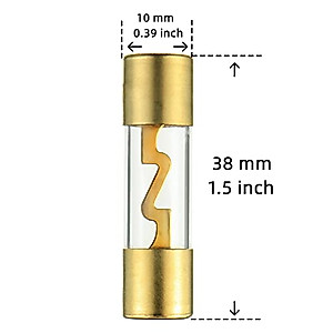 BOJACK 60A Gold Plated Glass Car Audio AGU Fuse for Car/Auto/Marine Audio Stereo Amplifier Power Protection (Pack of 5 Pcs)