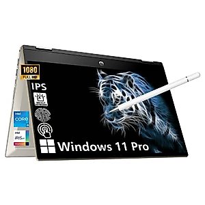 HP Pavilion x360 2-in-1 Convertible Business Laptop, 14” FHD Touchscreen, Intel Core i5-1135G7, Windows 11 Pro, 32GB RAM, 1TB SSD, Type-C, Backlit Keyboard, Long Battery Life, Durlyfish Stylus Pen