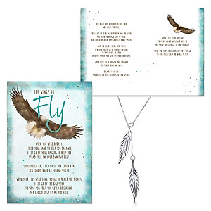 Smiling Wisdom - The Wings to Fly Encouraging Greeting Card & Silver Wings Necklace Gift Set - Daughter From Mom Dad - Graduation Birthday, Leaving Home - .925 Silver