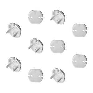 Fielect Outlet Plugs Covers Childproof EU Plug Protectors Electric Socket Cover Electrical Protector 2-Hole White 10Pcs