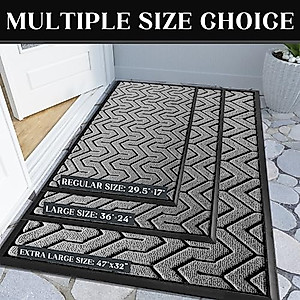 Yimobra Door Mat, All-Season Outdoor Indoor Durable Doormat for Home Entrance Floor, Heavy Duty Non Slip Front Door Mats Outdoor, Easy to Clean, Garage and Garden, 29.5 x 17 Inch, Grey