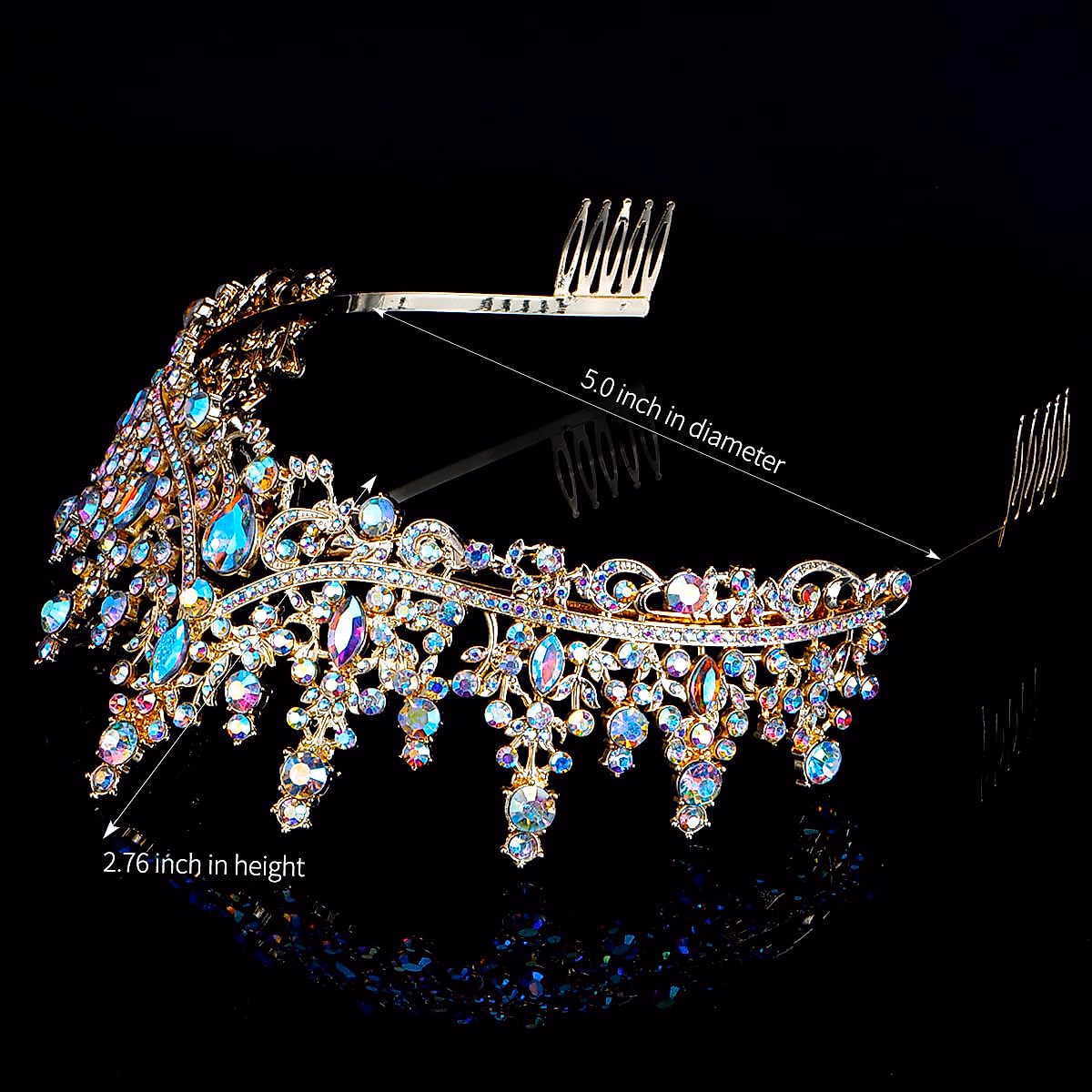 TOBATOBA Rhinestone Gold Crown for Women Gold Tiara Birthday Queen Crown Wedding Tiara for Women Crystal Tiaras and Crowns Royal Princess Quinceanera Headpiece for Prom Pageant Bride Halloween Cosplay