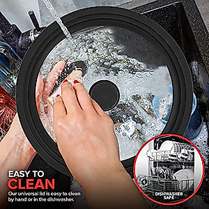 Modern Innovations Silicone & Glass Universal Lid (11 to 12.5 Inches),BPA-Free Silicone Lid with Stay Cool Handle & Tempered Glass Top,Dishwasher Safe,Universal Lid for Pots, Skillets, Cast Iron