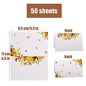 50pcs Fall Place Cards for Table Setting Fall Leaf Tented Foldable Name Table Place Cards for Wedding Thanksgiving Baby Shower Birthday Party (Fall Leaf)