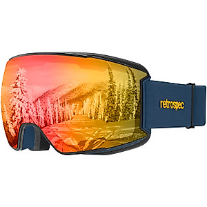 Retrospec Zenith Ski Goggles for Men and Women Over Glasses, UV Protection, Anti-Fog, Scratch Resistant Snow Goggles for Skiing and Snowboarding