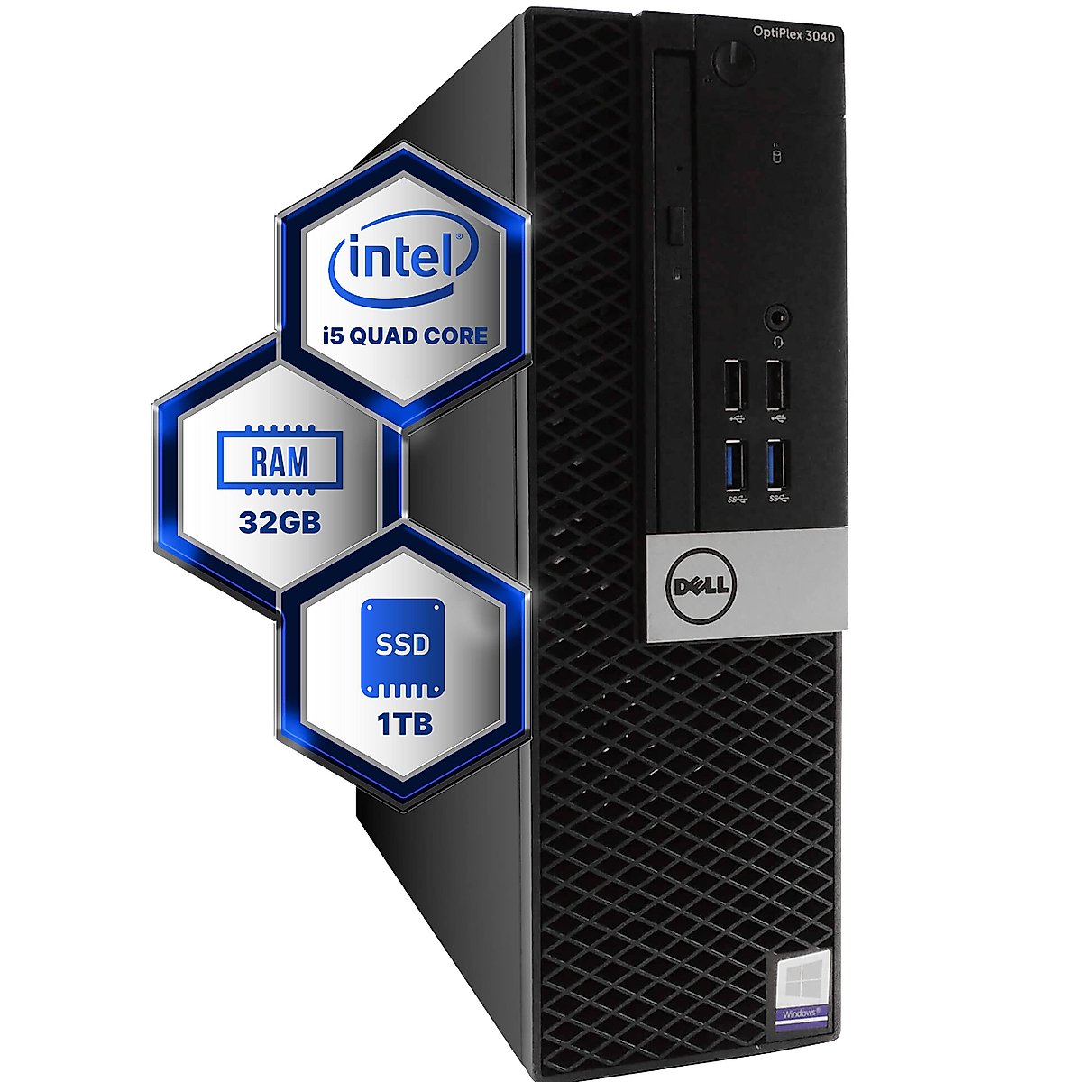 Dell Optiplex 6th Generation Desktop Computer | Quad Core Intel i5 (3.2) | 32GB DDR3 RAM | 1TB SSD Solid State | Windows 10 Professional | Home or Office PC (Renewed)