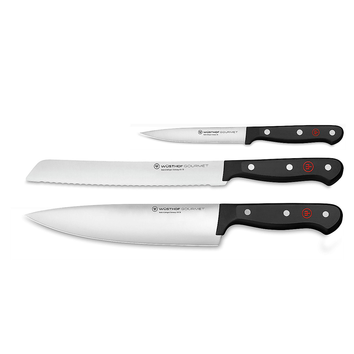 Wüsthof Gourmet 3-Piece Chef's Knife Set & 7-Slot In Drawer Knife Storage