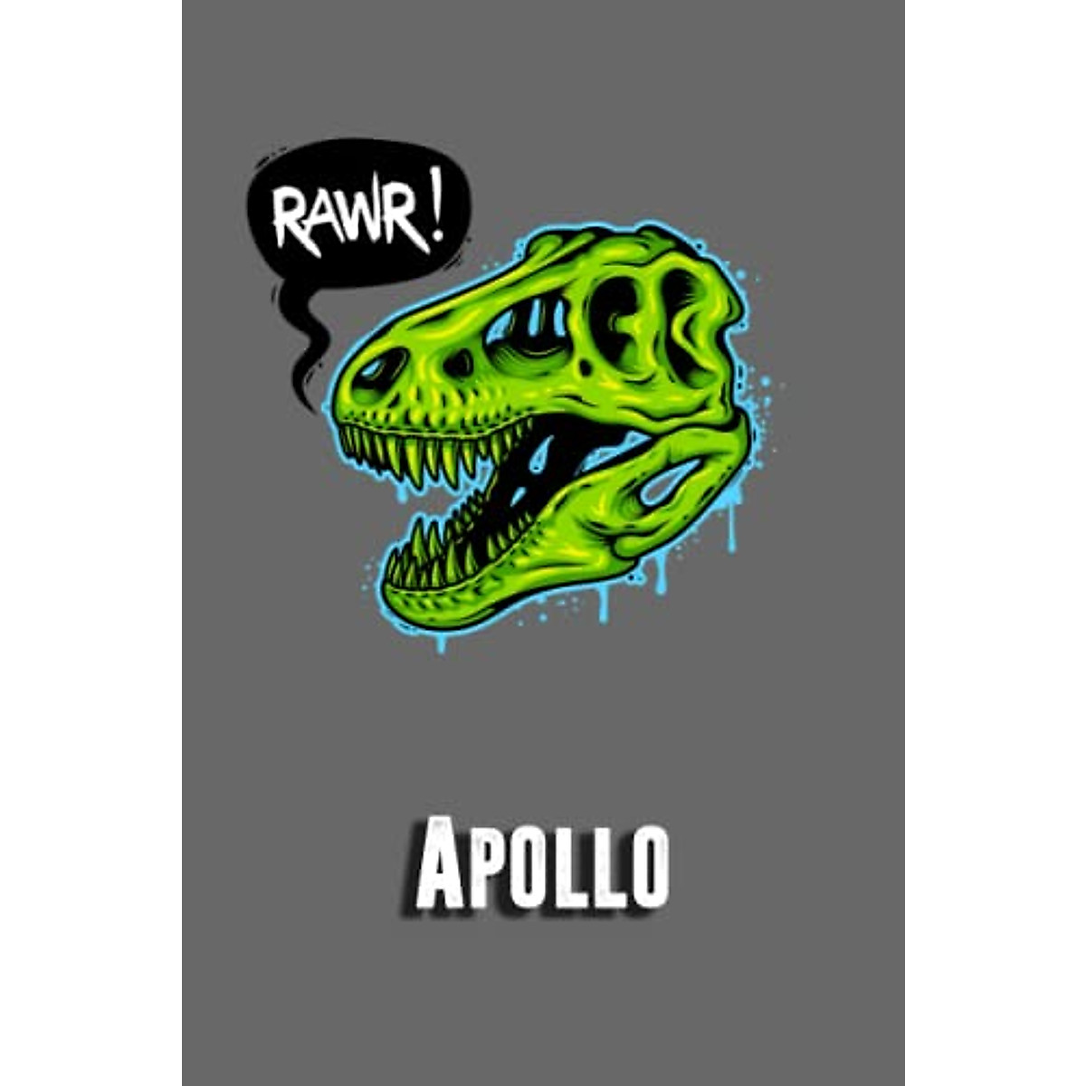 Apollo:Draw and Write Journal for Boys Kids: Cool Dinosaur Dino Rawr Journal for Boys Kids, Personalized Name Journal for Boys, Happy Birthday Gift ... for Boys 6x9 Half Blank Half Lined Pages