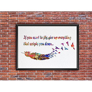 Dignovel Studios 8X10 Unframed Feather Motivational Inspirational Inspiring Quotes Watercolor Art Print Poster Home Decor DN505