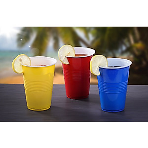 TashiBox 12 oz disposable plastic party cups (Red, 100)