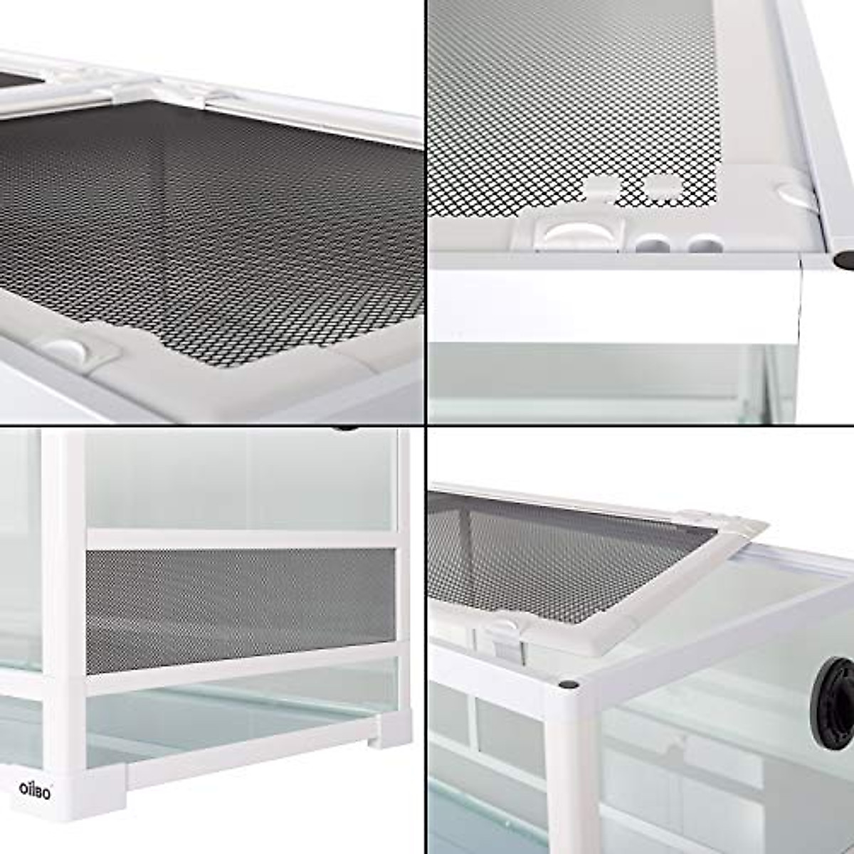 OIIBO White 67 Gallon Reptile Terrarium, 48" x 18" x 18" Knock Down Tempered Glass Reptile Tank, Sliding Door Reptile Tank for Ball Python Snake Bearded Dragon Tortoise Habitat