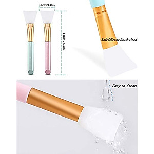 FULINJOY 2 Pack Spa Headband with 2 Pack Facial Mask Brush, Hair Wrap Sweat Headband Head Wrap Hair Towel Wrap Non-slip Stretchable Washable Makeup Headband, Face Wash Treatment Set