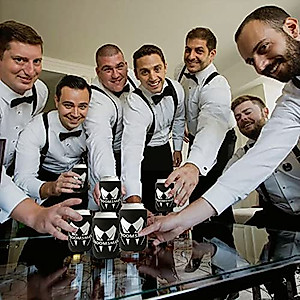 PartyGifts&Beyond 7Pack Groomsmen Can Cooler, Groom and Best Man Can Koozies for Bachelor Party or Wedding Gift Can Coozie(BOLD)