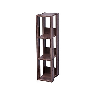 IRIS USA 3-Tier 8" Slim Open Wooden Bookshelf with Adjustable Shelves, Easy Assembly Bookcase Farmhouse Shelf for Small Spaces Bedroom Office Living Room Indoor, Brown