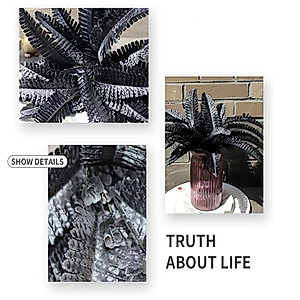 3 Pieces of Artificial Boston Fern Leaf Plants, Fake Shrub Flowers Indoor and Outdoor Home Garden Balcony Decoration, DIY Decorative Flower Pot Filling, Indoor Decoration (14 inches，Black)