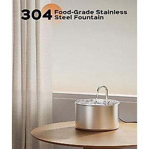 Stainless Steel Cat Water Fountain: Pet Fountains Indoor Metal Automatic Dispenser Cat Waterer Bowls Dog Faucet Bottle Pets 24/7 Running Watering for Drinking Quiet Pump with 1 Filter