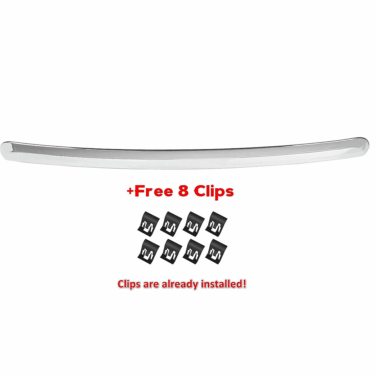 ECOTRIC Truck Hood Molding Trim Moulding Compatible with 2007-2013 GMC Sierra 1500 2500HD 3500HD Replace for GM1235109 10385156 (Without Chrome Grille)