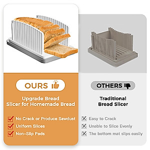 Bread Slicer Cutter for Homemade Bread: Bread Cutter Machine with Crumb Tray for Sourdough Rounds - Adjustable Width Bread Slicing Guide for Homemade Bagels Cake - Foldable and Compact Bread Cutting