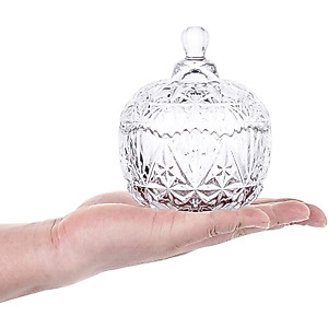 NN Glass Candy Storage jar with Lid Clear Sugar Dish Crystal Covered Candy Bowl Apothecary Food Buffet Container Holder