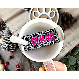 Personalized Leopard Tumbler Name Tag 40oz 30oz, Tumbler 40oz Personalized ID Tags, Custom Name Tags for Tumbler Cup Lids Name Plate
