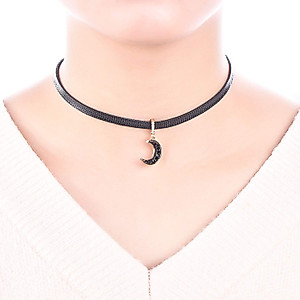 FJ leather Moon Choker Necklace for Women