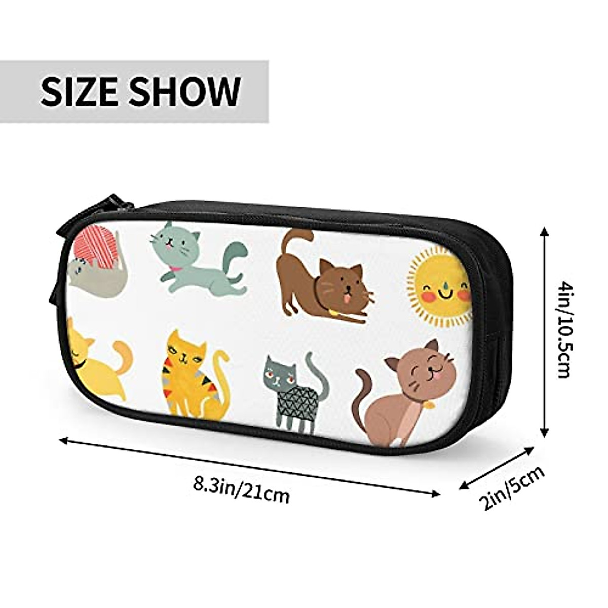 VIRTUALSHELF Cute Cat Pencil Case Large Capacity Zipper Pouch Holder for High Middle Primary Student Aesthetic Teen Girl Boy Office Men Women Adults Portable One Size