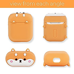 YONOCOSTA Cute Airpods Case, Airpods 2 Case, Corgi Dog Cool Funny 3D Animals Cartoon Puppy Shaped Full Protection Shockproof Soft Silicone Charging Case Cover Skin for Airpods 1st & 2nd Generation