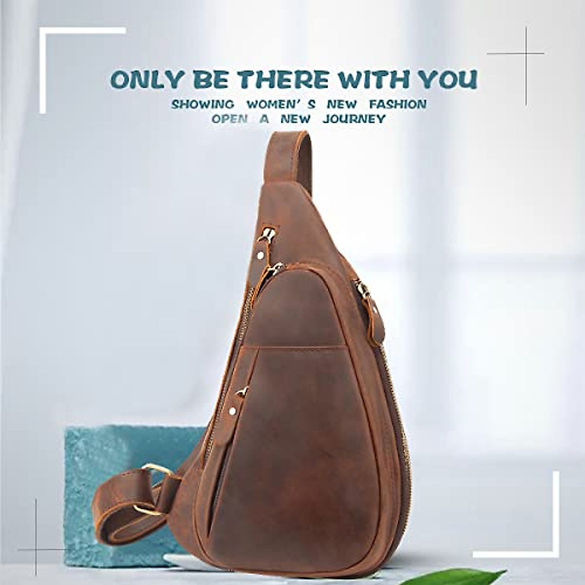 Leathario Leather Sling Bag for Men Chest Crossbody Shoulder Small Daypack Multipurpose Casual Travel