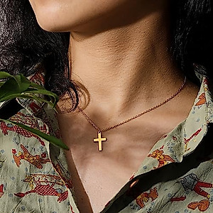 NONTAI Dainty Gold Cross Necklace for Women, Sideways Cross Gift for Best Friends First Day of School Necklace Back to School Gift