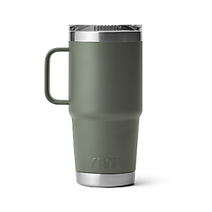 YETI Rambler 20 oz Travel Mug, Stainless Steel, Vacuum Insulated with Stronghold Lid, Camp Green