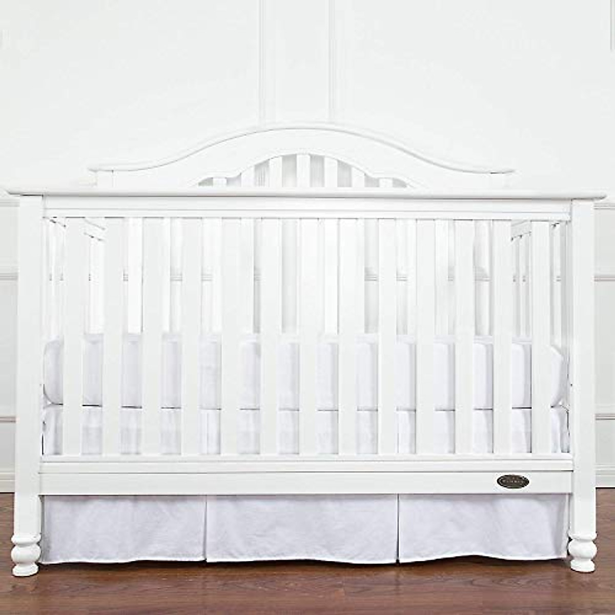 TILLYOU Crib Bed Skirt White Pleated for Baby Boys Girls, 100% Natural Soft Dust Ruffle, Standard Nursery Bedding Toddler Bedskirt Solid, 14" Drop