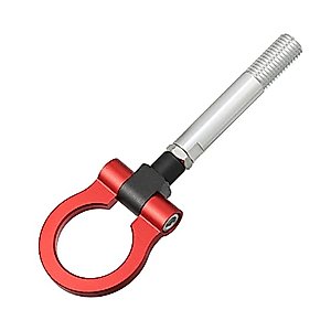 X AUTOHAUX Red Aluminum Alloy Round Front Rear Bumper Trailer Ring Eye Towing Tow Hook Screw for Hyundai Veloster 2012-2017