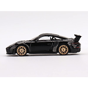 911 (991) GT2 RS Weissach Package Black with Carbon Stripes Ltd Ed to 3960 pcs Worldwide 1/64 Diecast Model Car by True Scale Miniatures MGT00401