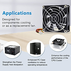 GDSTIME 80mm 8cm CPU Fan, 80mm x 25mm Brushless DC 12V 3PIN Brushless PC Computer Case Cooling Fan