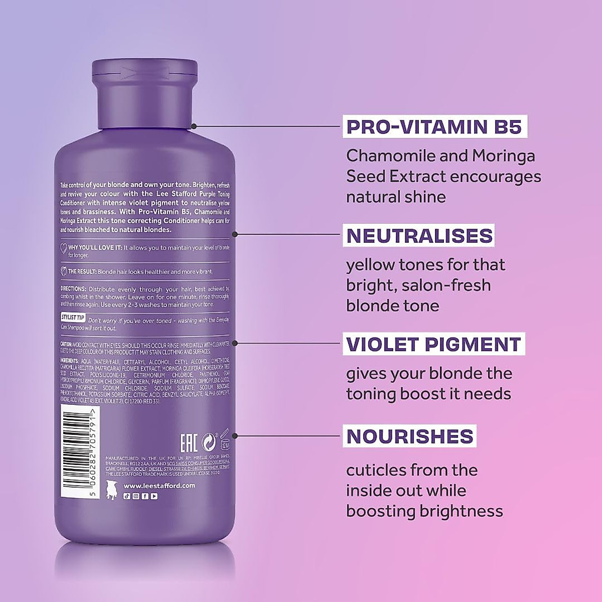 Lee Stafford Bleach Blondes Purple Toning Conditioner For Coloured Hairs | 250ml