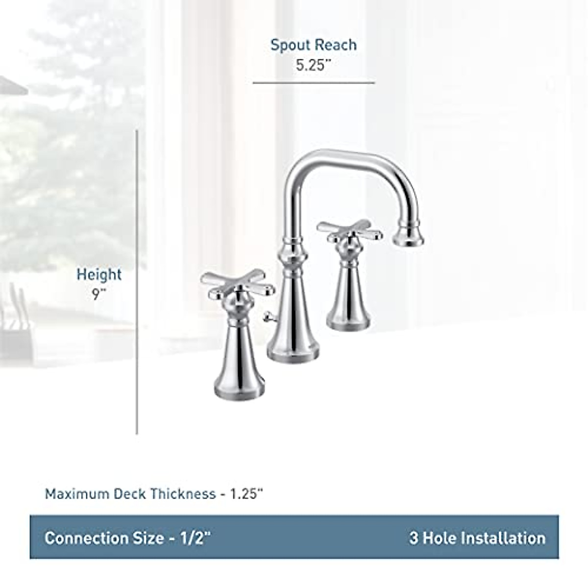 Moen TS44103BL Colinet Traditional Two Widespread High-Arc Bathroom Faucet with Cross Handles Valve Required, Matte Black