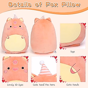 17.7'' Fox Plush Pillow for Girls, Cute Stuffed Animal Hugging Pillow, Soft Plush Toy, Cartoon Sleeping Pillow, Soft Plushie Doll Gifts