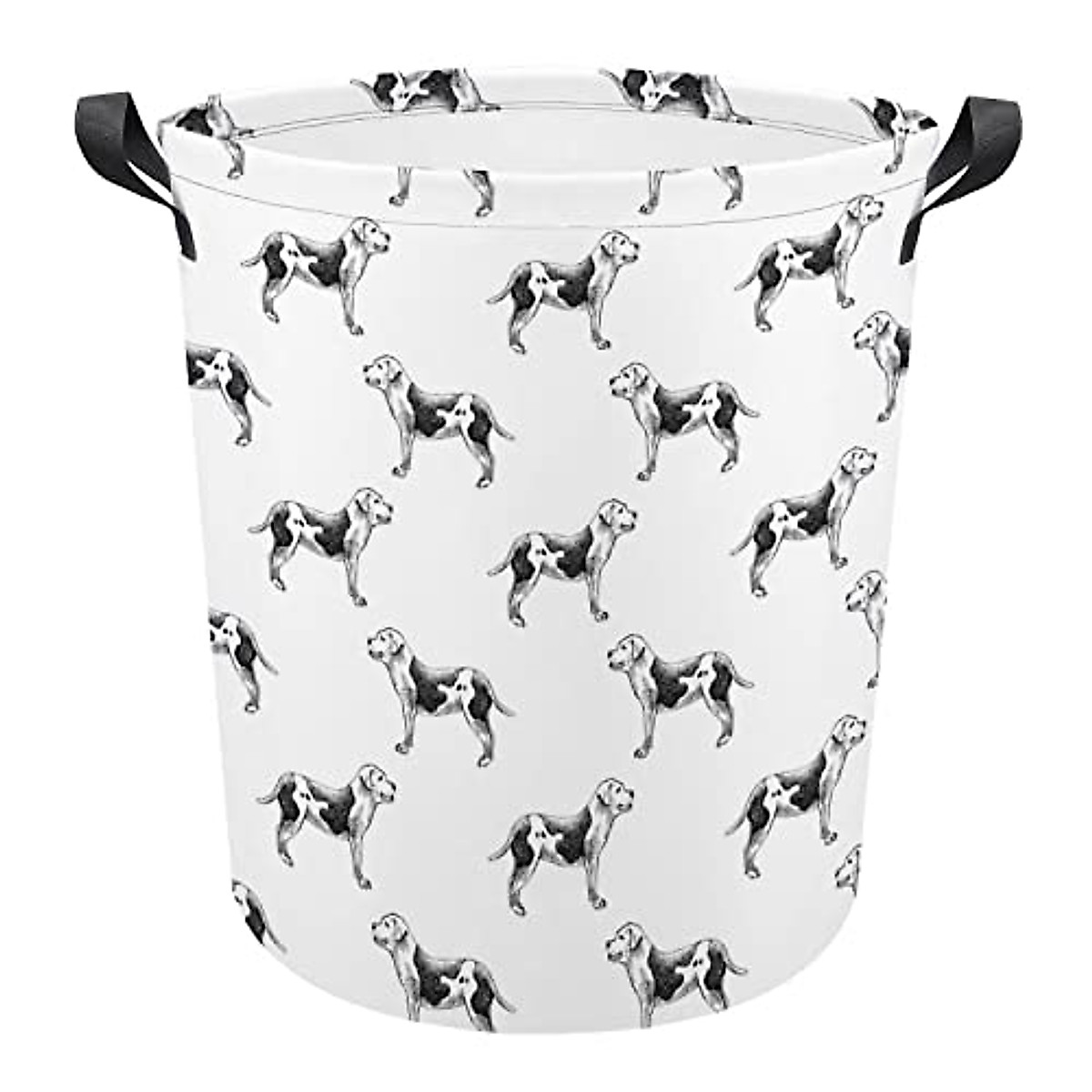 American Bulldogs Foldable Laundry Basket Waterproof Hamper Storage Bin Bag with Handle 16.5"x 16.5"x 17"