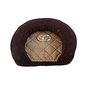 K&H PET PRODUCTS Deluxe Ortho Bolster Sleeper Pet Bed Eggplant Paw Print Medium 30 Inches
