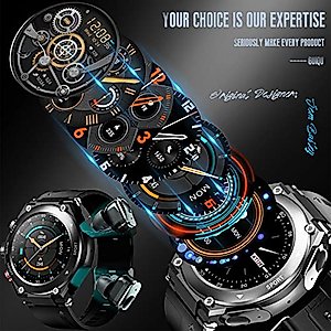 GUIQU Smart Watch with Earbuds, Bluetooth 5.3 HiFi Sound Effect [GPS 45mm] Monitor Tracker for Health Fitness Running Sleep Cycles, US Version Compatible Android and iOS
