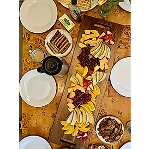 BIRDROCK HOME 36" Acacia Wooden Cheese Serving Board with Handles - Extra Long - Party Charcuterie for Appetizers Food Kitchen Platter - Bread Meat Fruit Display - Natural Wood - Espresso