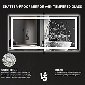 ISKM Large led Bathroom Mirror for Bathroom 96x36 Backlit and Front Vanity Mirror for Wall Anti-Fog, Dimmable, Memory Function Suitable for high-end Hotels, Villas or spas