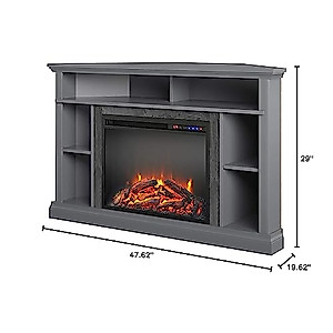 Ameriwood Home Overland Electric Corner 50", Graphite Gray Fireplace TV Stand